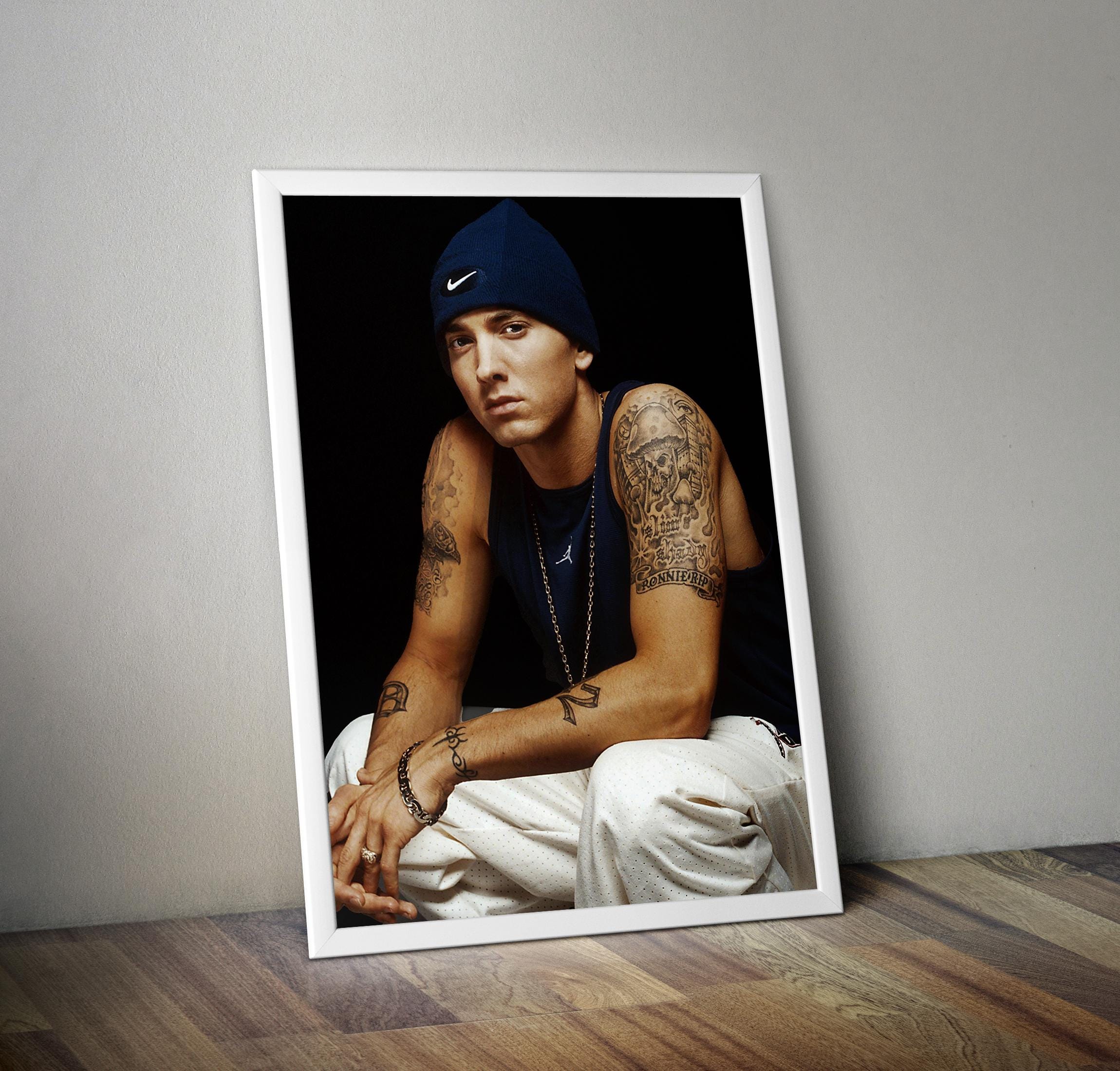 Eminem Poster A4 – Slim Shady Era Tattoo Portrait – Rap Legend Digital ...