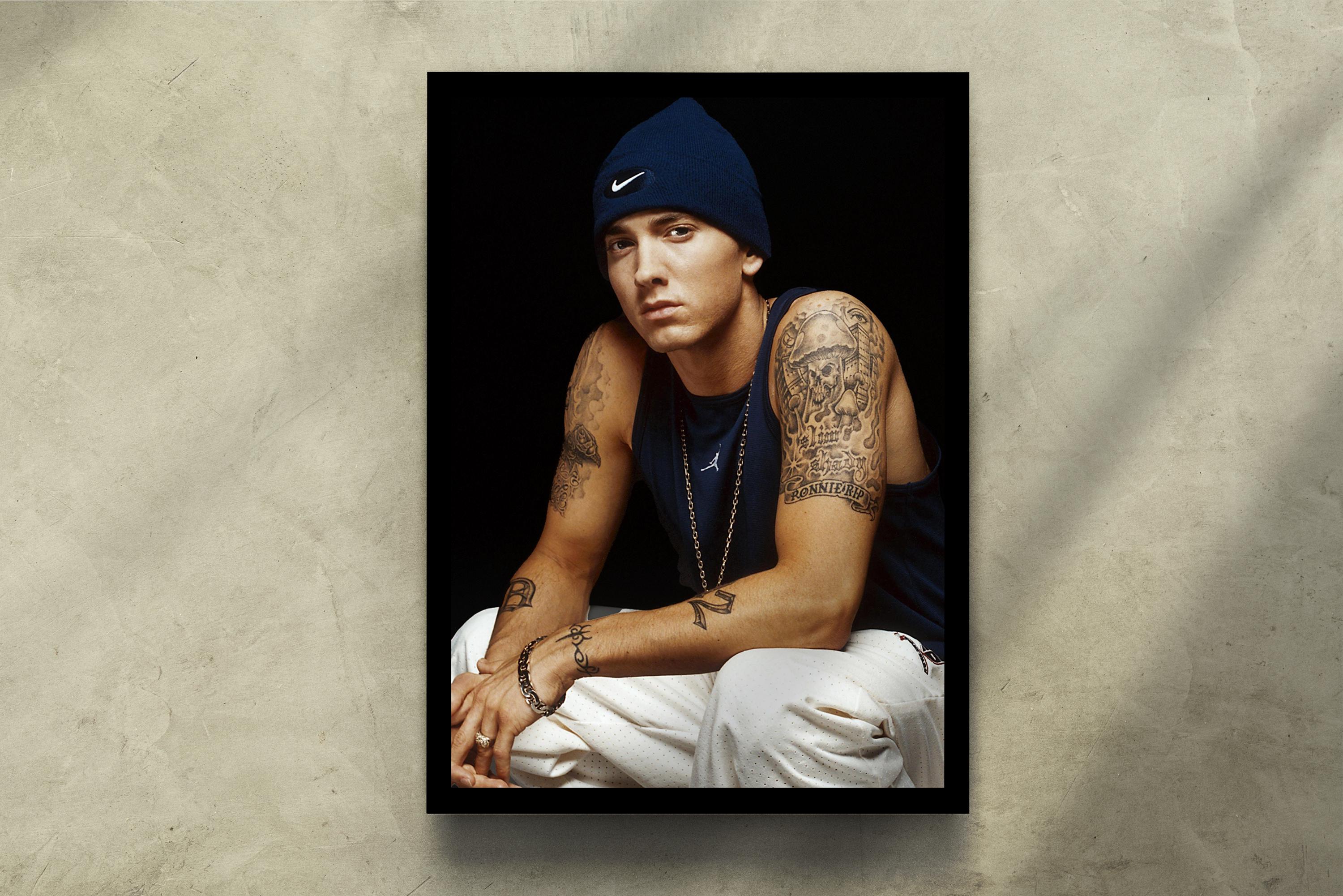 Eminem Poster A4 – Slim Shady Era Tattoo Portrait – Rap Legend Digital ...