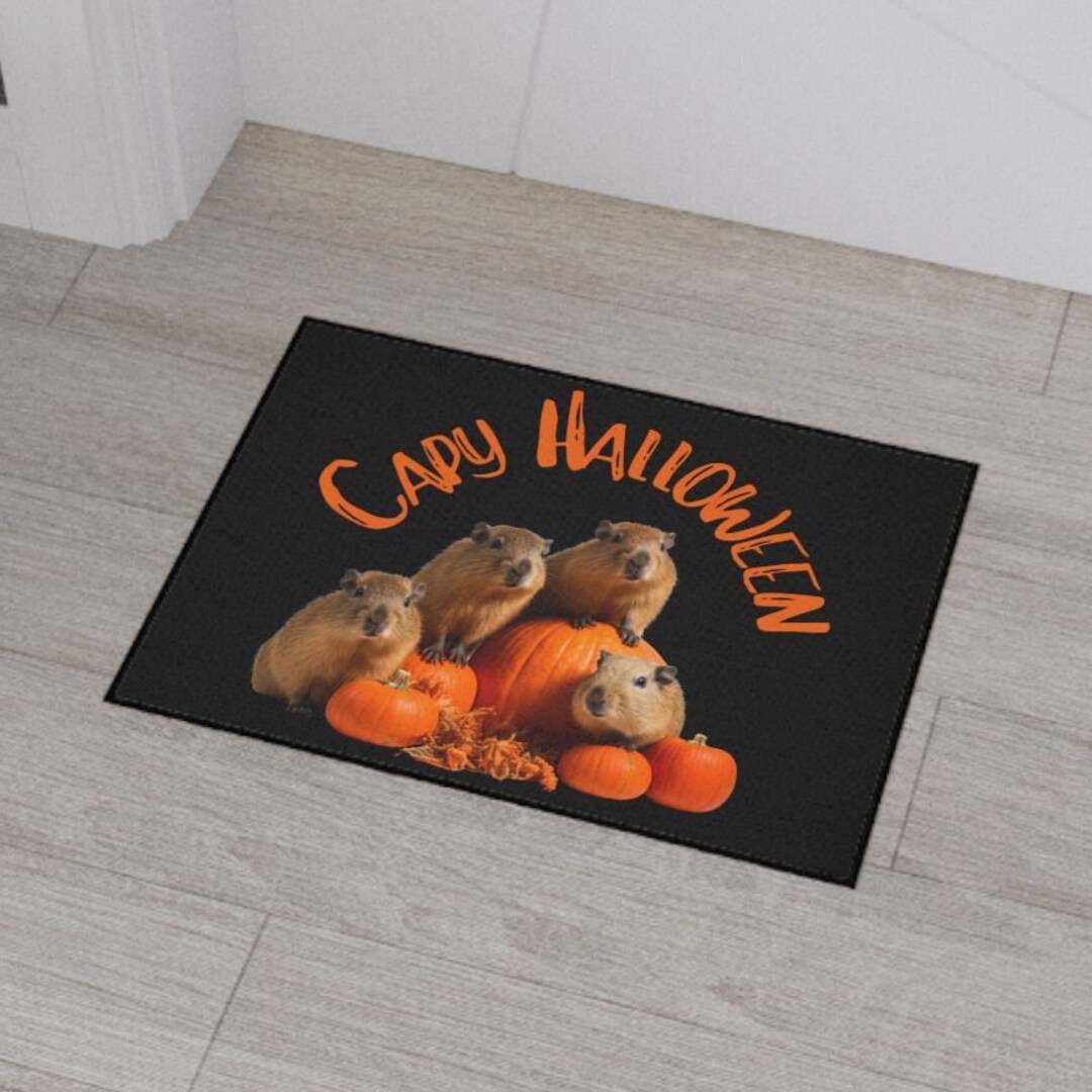 Capybara Halloween Floor Mat, Capybara Halloween Mat, Halloween Floor ...