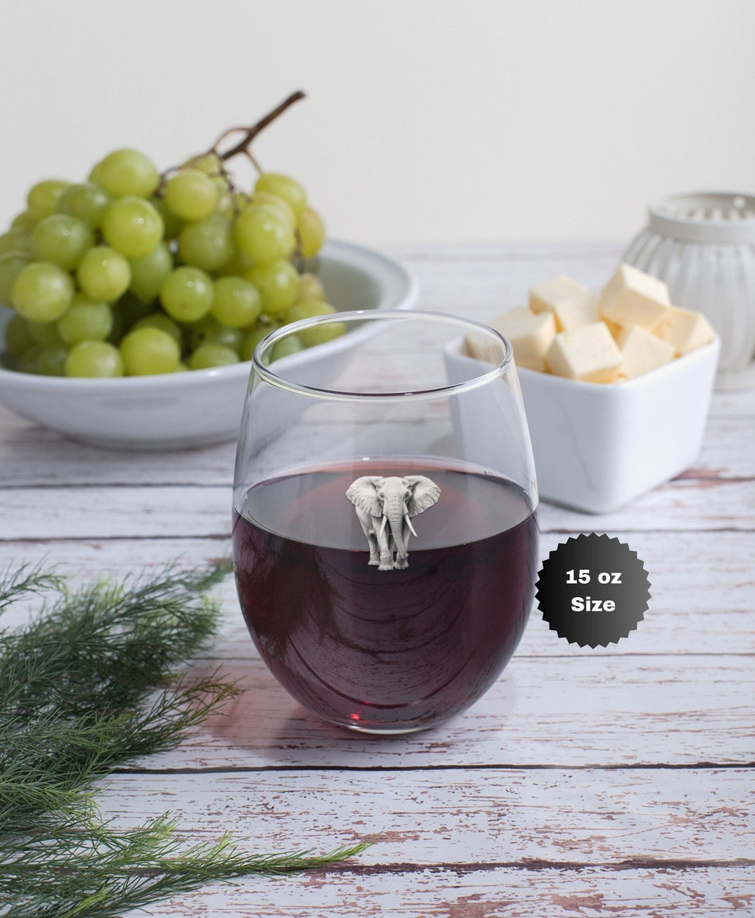 Elephant Wine Glass, Elephant Gift, Stemless Wineglass, Decorative ...