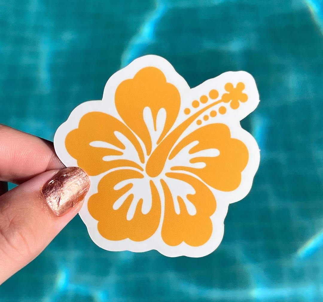 Yellow Orange Hibiscus Flower Sticker Matte Vinyl #tropical #flower # ...