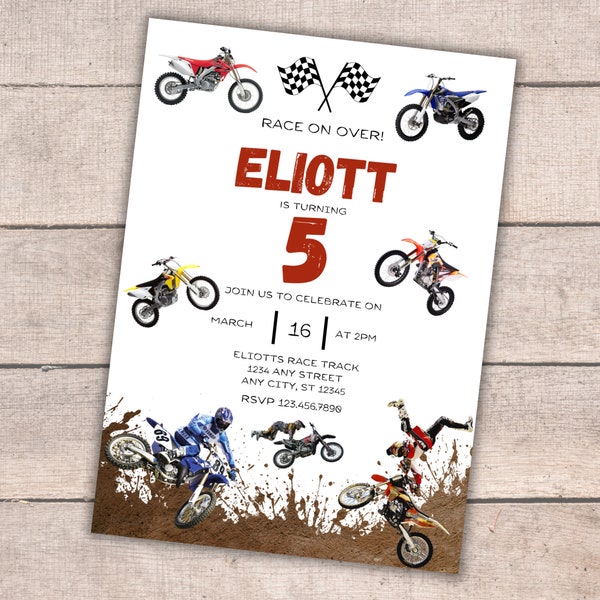 Dirt Bike Theme Birthday Party Invitation - Etsy