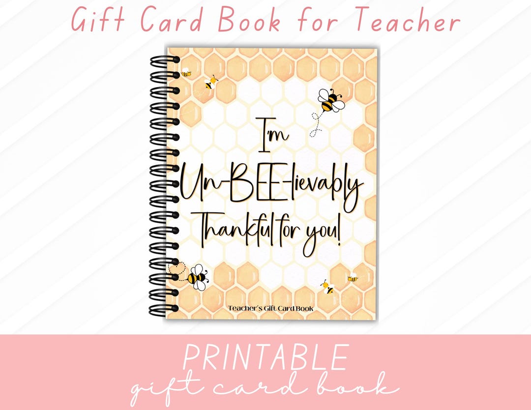 Teacher Thank You Gift Card Book, Printable Gift Card Book, Digital ...