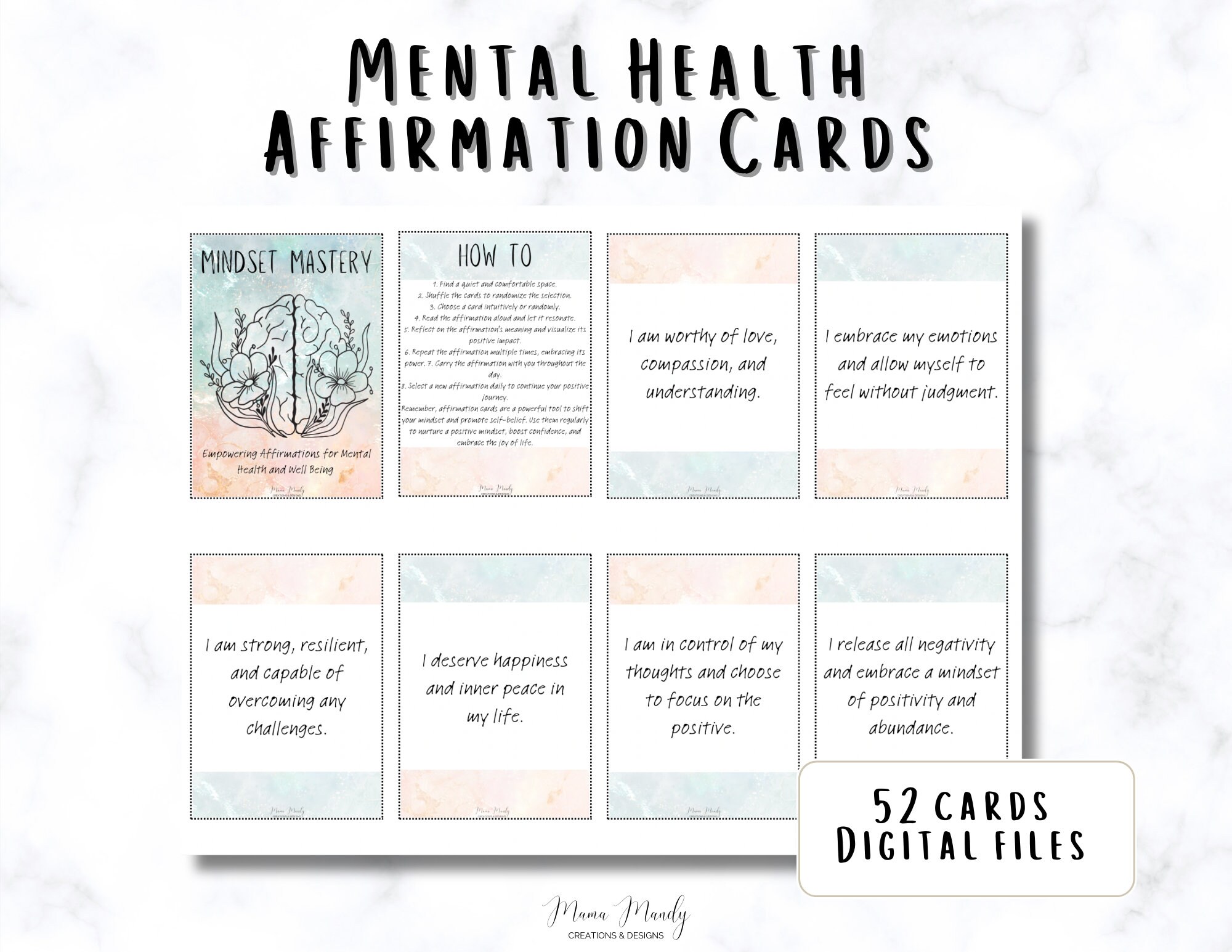 Mental Health Affirmation Cards INSTANT DOWNLOAD Vision - Etsy