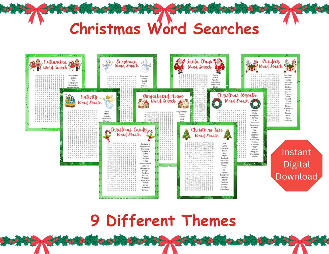 Christmas Theme Word Searches Christmas Word Searches - Etsy