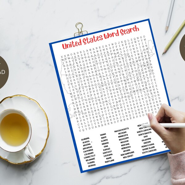 United States Word Search - Etsy