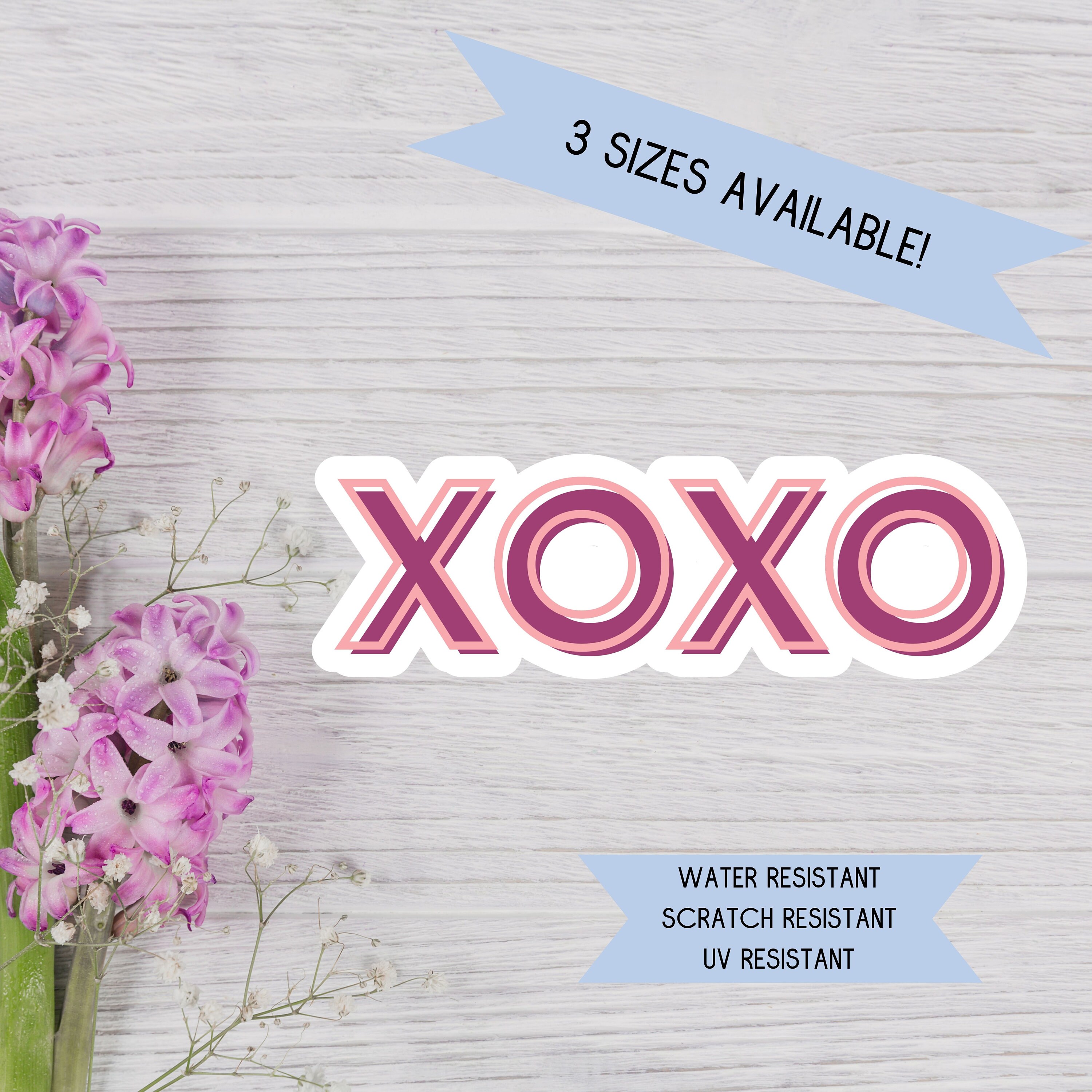 XOXO Kiss-cut Vinyl Decals, Water Bottle Sticker, Laptop or Kindle ...