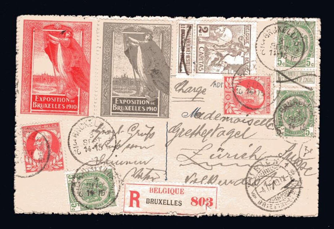 Antique Belgian Postcard Featuring Authentically Preserved 1914 Stamps ...