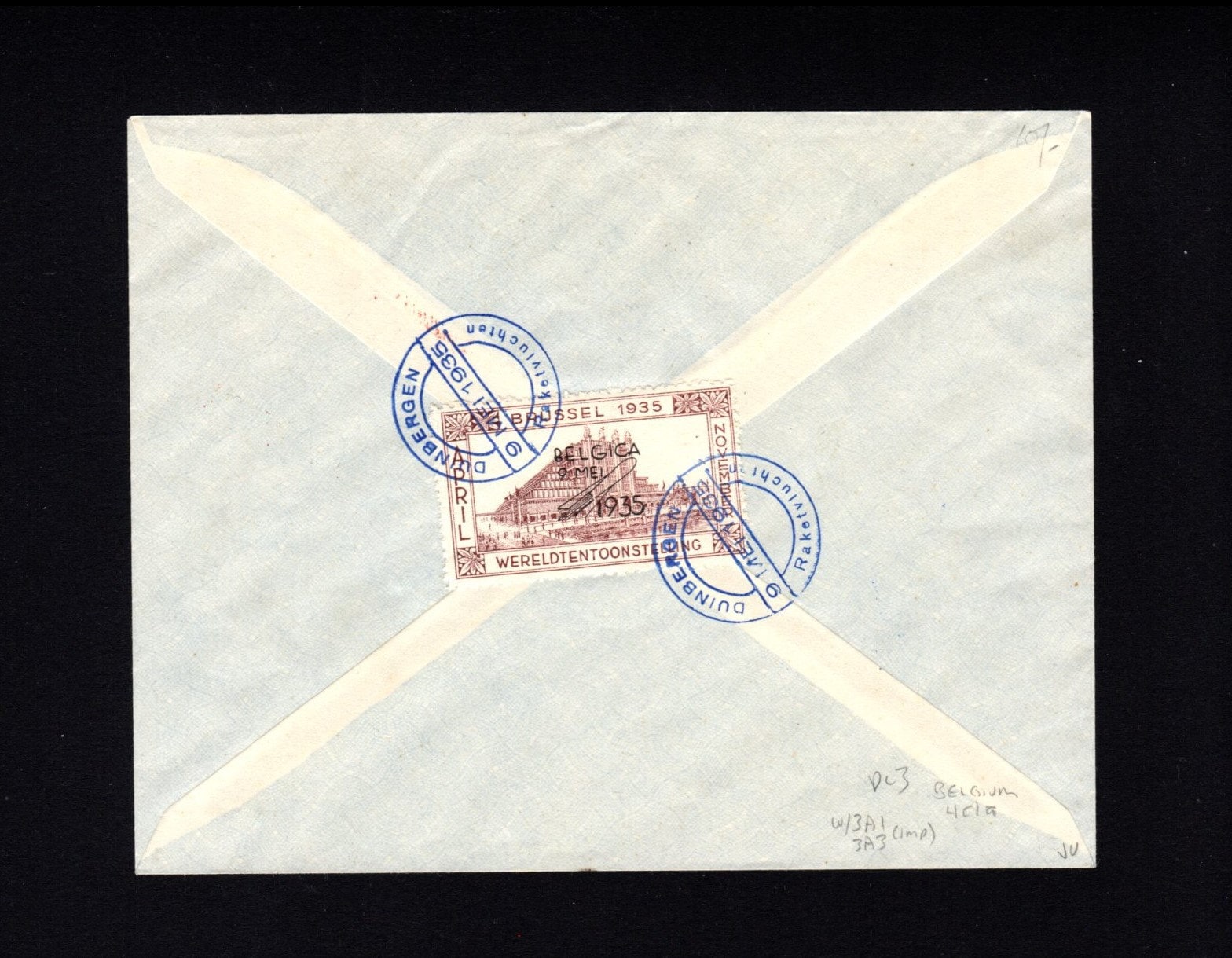 Belgian Postage Stamps 1935 Rocket Mail Letters BELGICA With Stamps E 7 ...