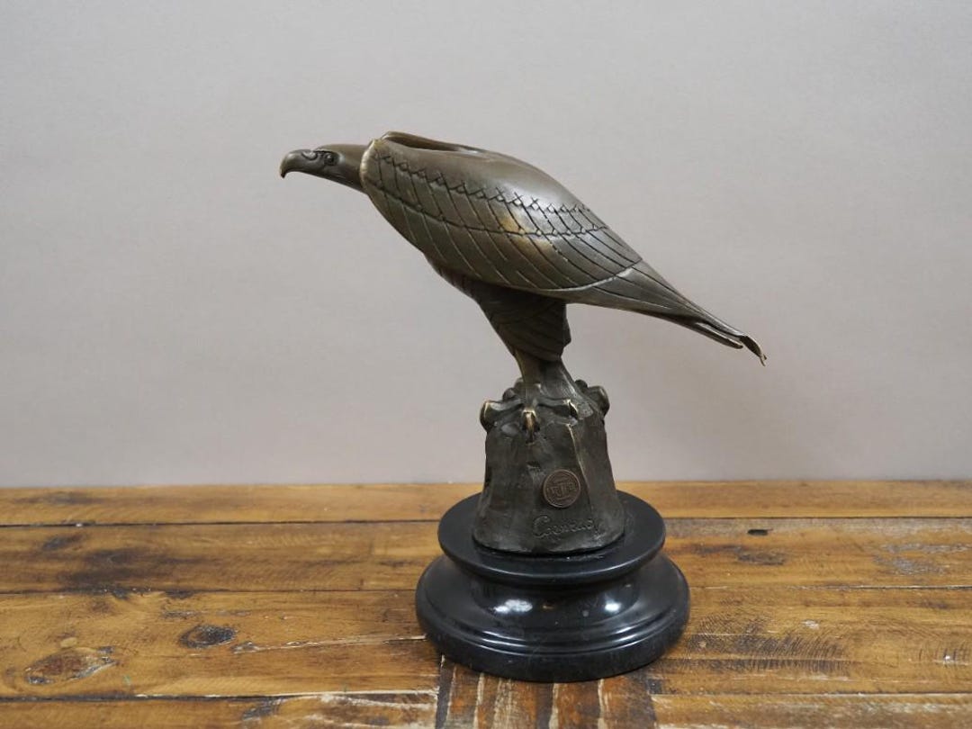 Art Deco Bronze Falcon Statue: Timeless Elegance on Marble Base – A ...