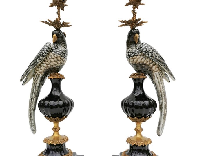 Exotic Parrot Candle Holders With Bronze Mounting Set of 2 - Etsy