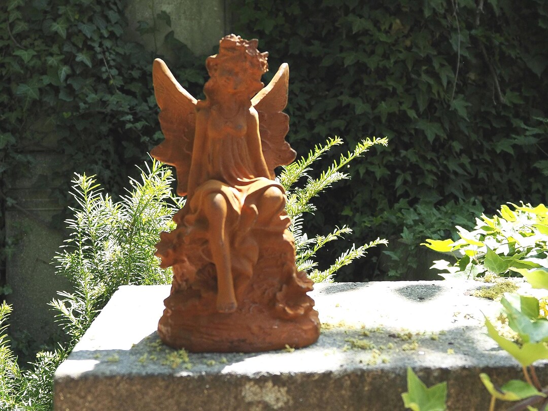 Charming Cast Iron Elf Girl on Rock – Magical Garden and Indoor ...