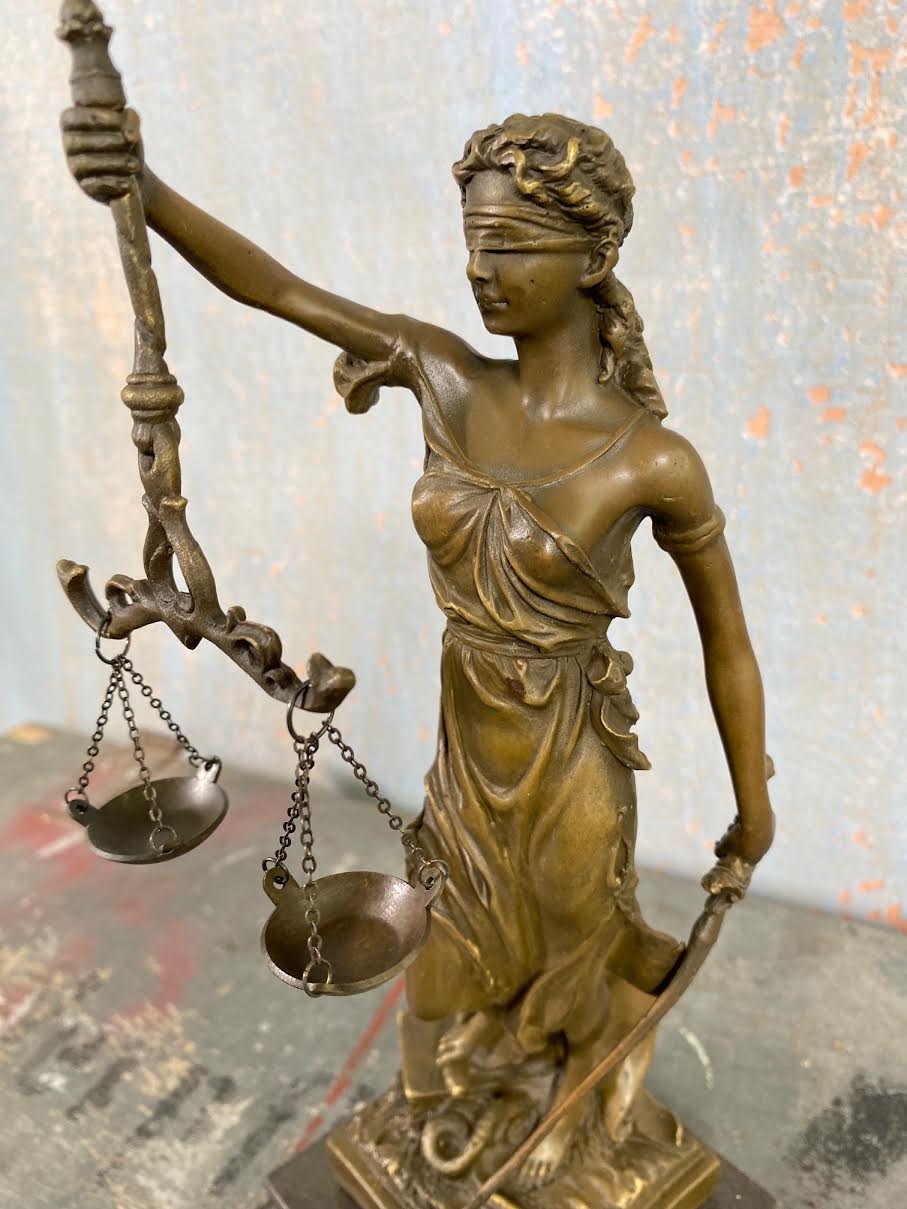 Bronze Statue of Lady Justice With Marble Base 13 Cm X 13 Cm X 34 Cm 3 ...