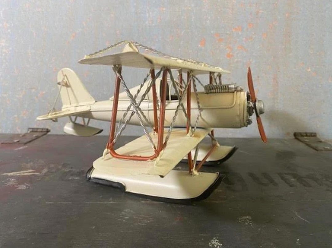 Vintage Rustic Iron Seaplane Wall Art: Unique Aviation-themed Home ...