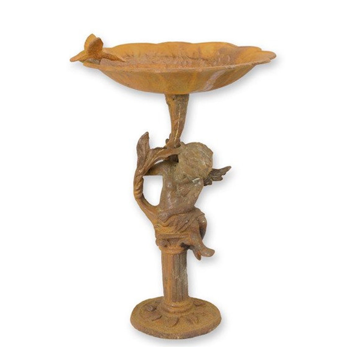 Rusty Cast Iron Putto Bird Bath on Stand - Etsy