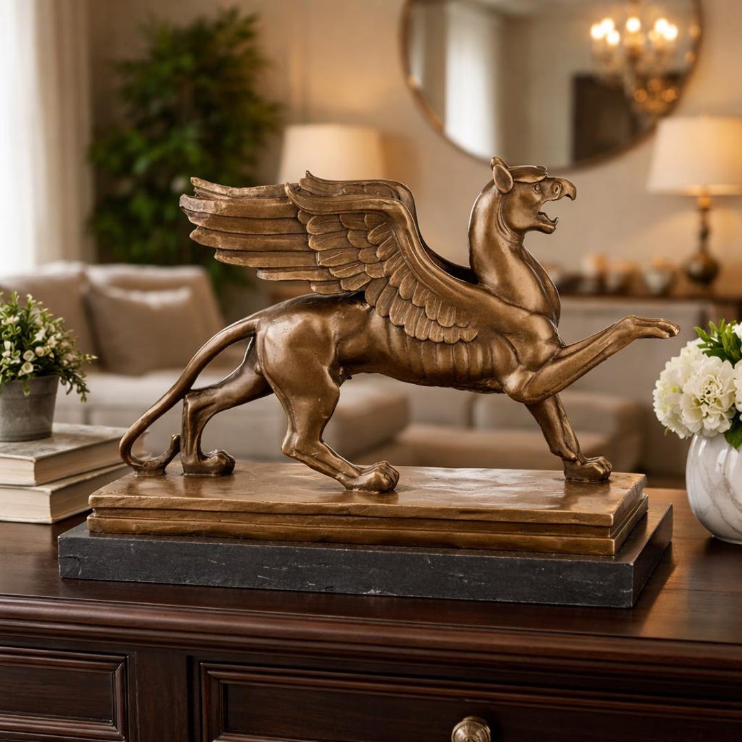 Bronze Griffin Statue: Majestic Half-lion, Half-eagle in Antique Style ...