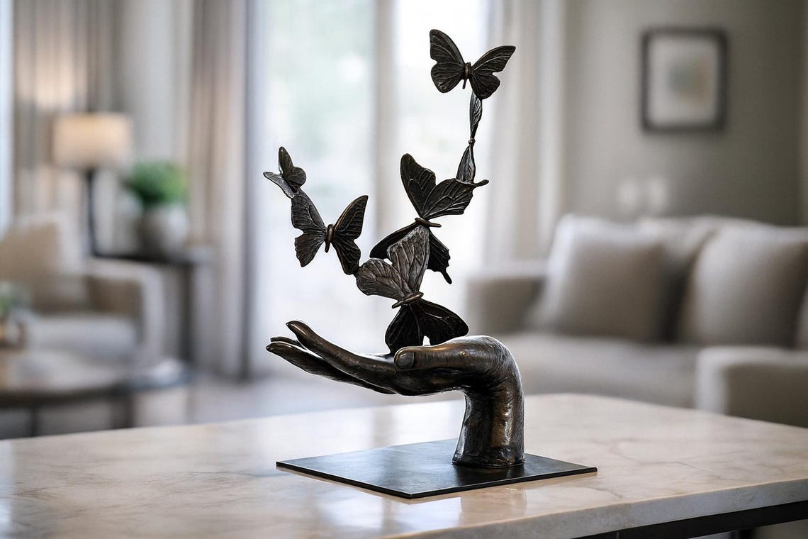 Magical Bronze Hand With Fluttering Butterflies – A Symbol of Eternal ...