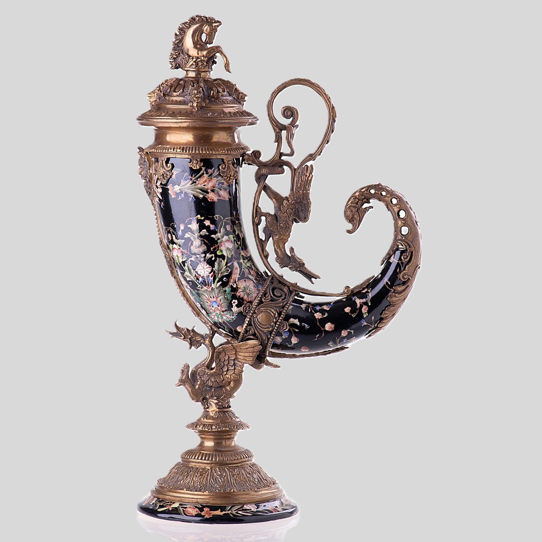 Exclusive Baroque Cornucopia Vase – Porcelain & Bronze, A Luxurious ...