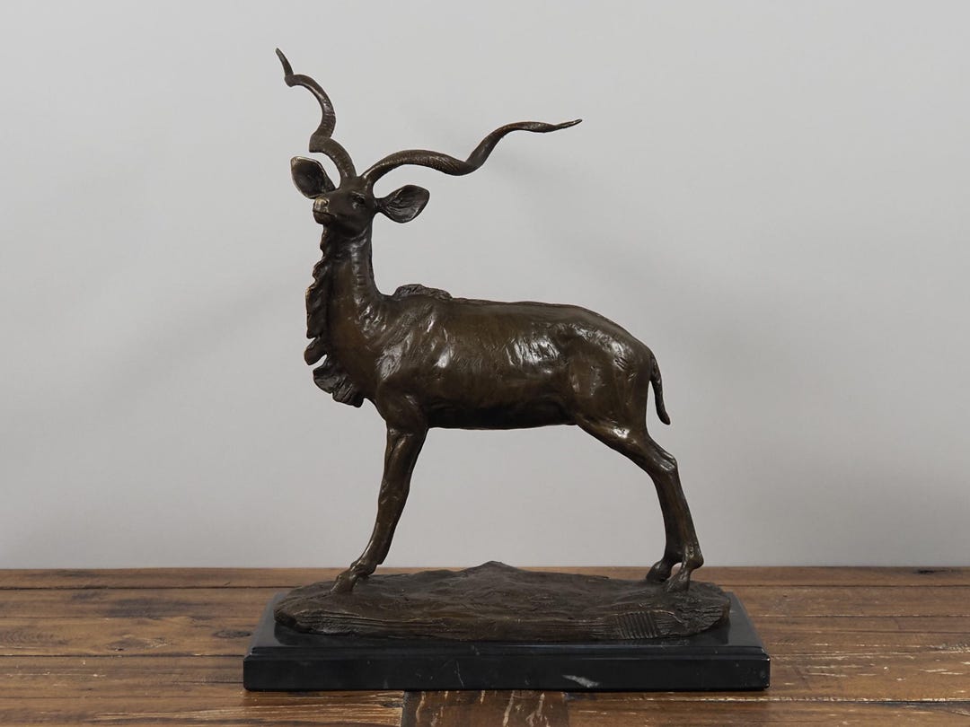 Elegant Bronze Sculpture of African Kudu – Wildlife Art – Safari Animal ...