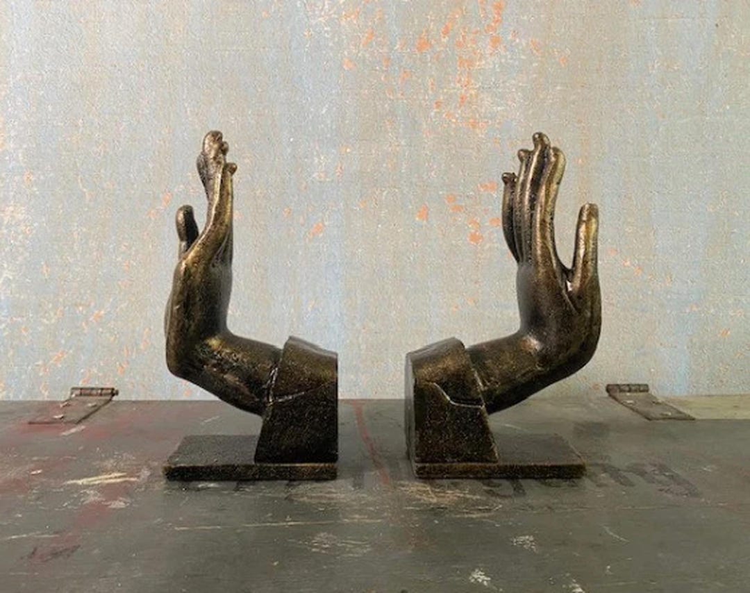 Elegant Antique-style Cast Iron Hand Bookends - A Unique Vintage Touch ...
