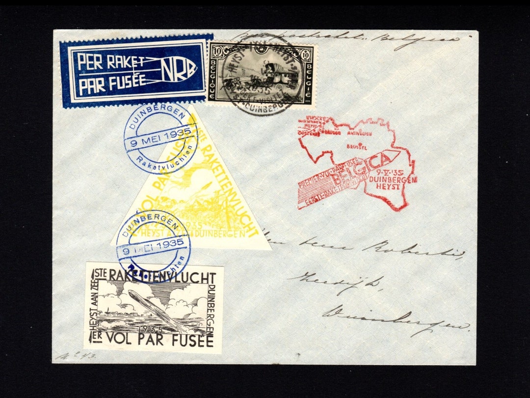 Belgian Postage Stamps 1935 - Rocket Mail Letters BELGICA With Stamps E ...