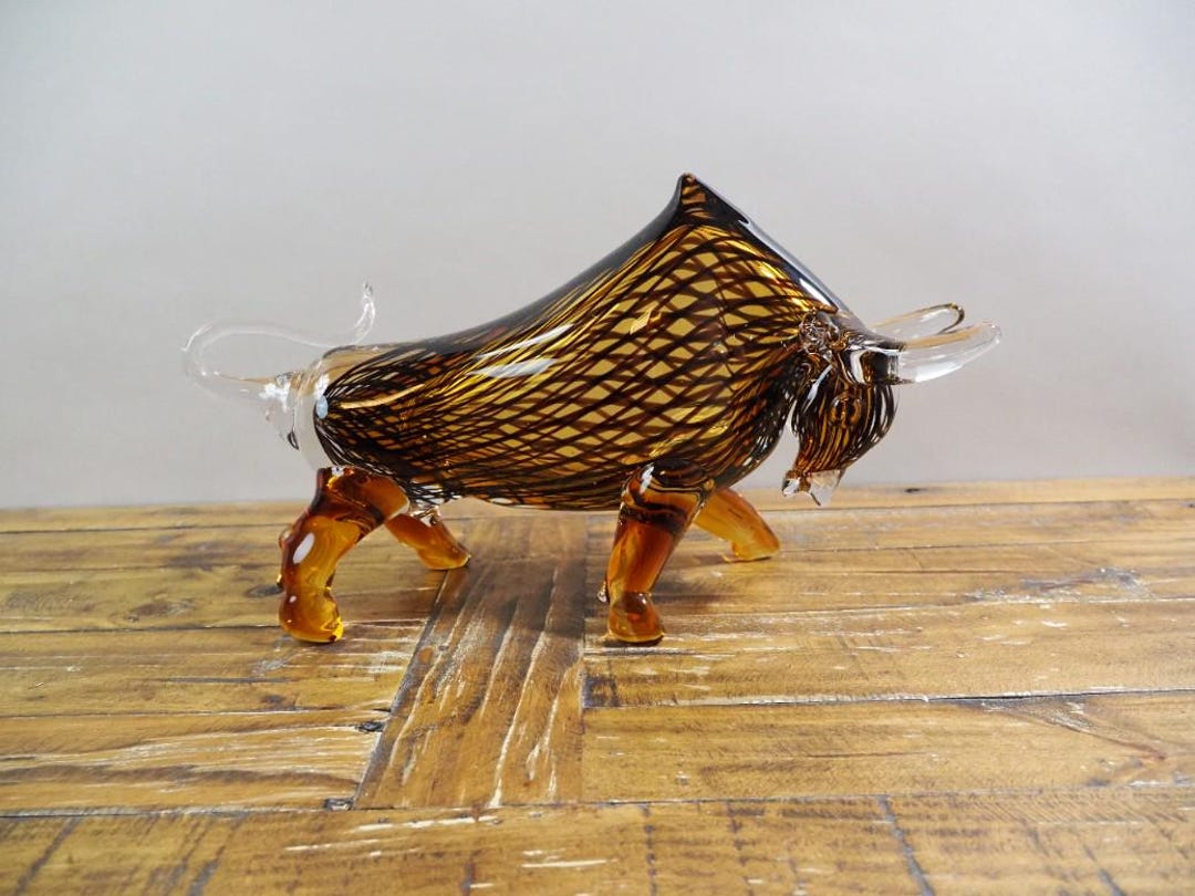 Handcrafted Murano Glass Bull Sculpture A Venetian Masterpiece ...