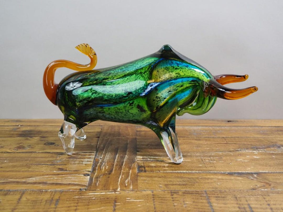 Handcrafted Murano Glass Bull Statue Exquisite Italian Art Masterpiece ...