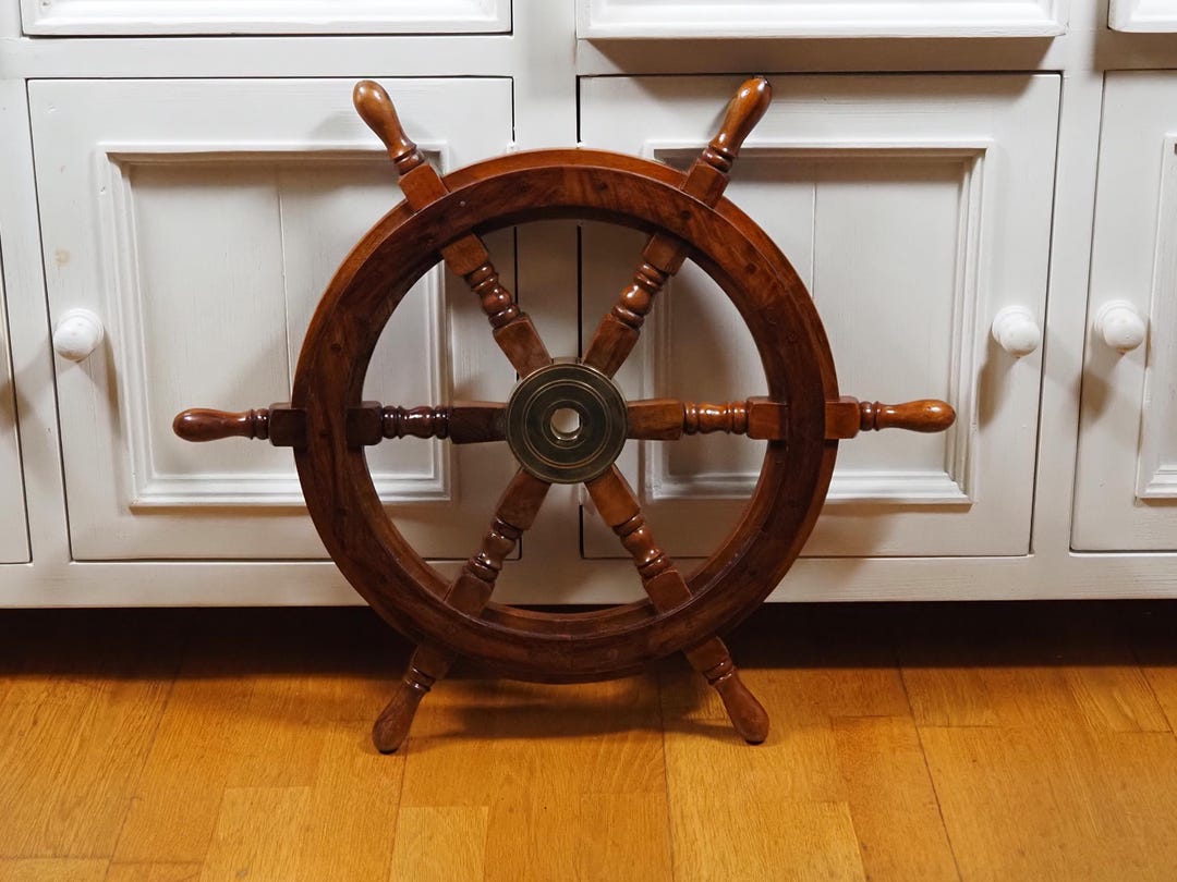 Large Nautical Ship Steering Wheel – Handcrafted Maritime Wall ...