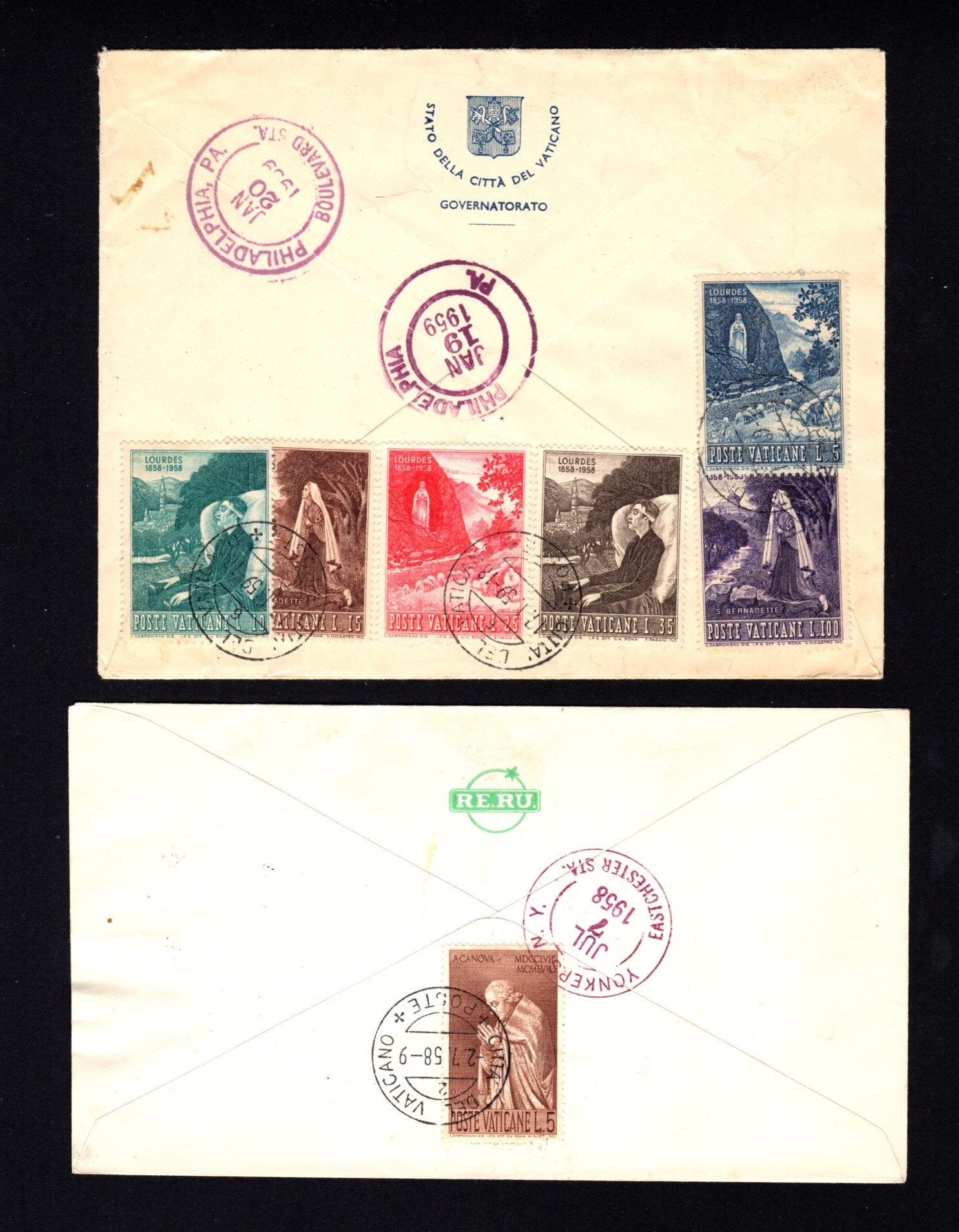 Vatican Postage Stamps: 1958-59 Postal Envelopes With Stamps - Etsy