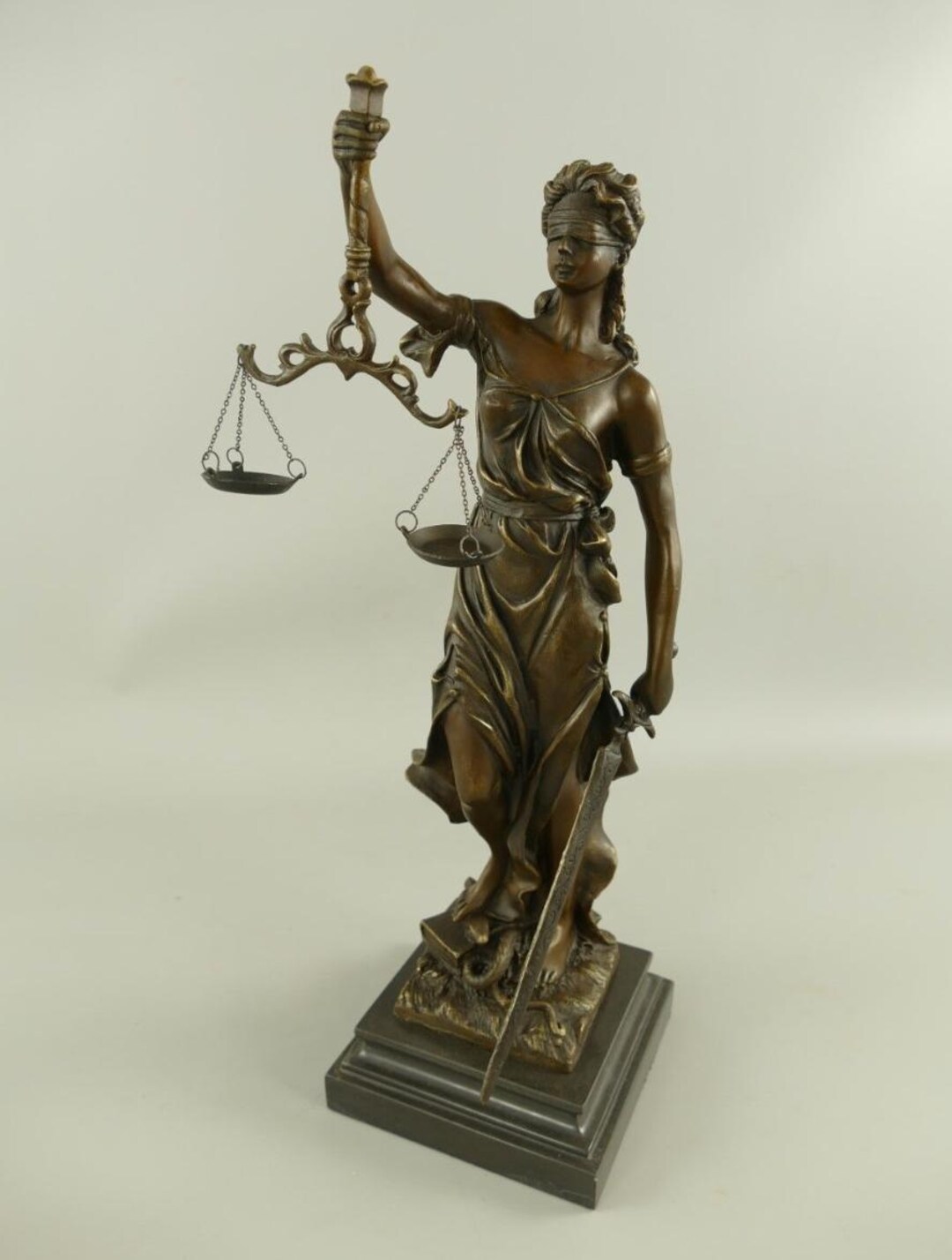 Bronze Statue of Justitia on Marble Base – Sculpture Symbolizing ...