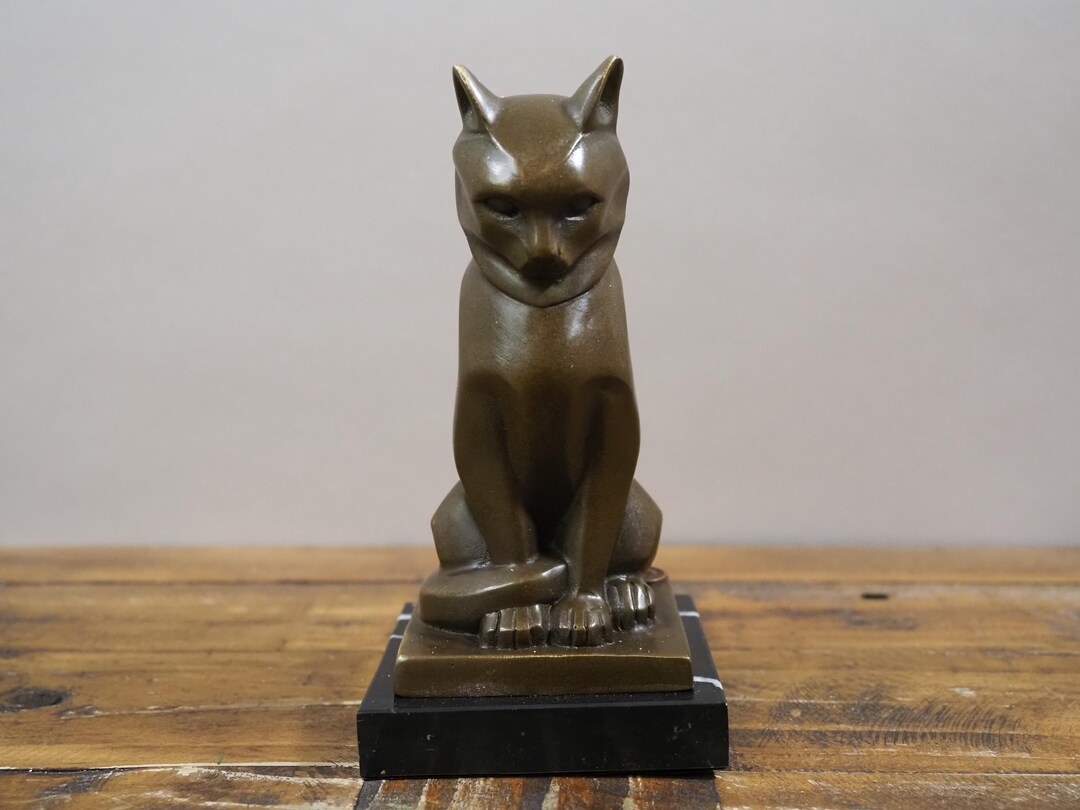 Cubist Bronze Cat Statue – Altorf Art Sculpture for Cat Lovers, Elegant ...