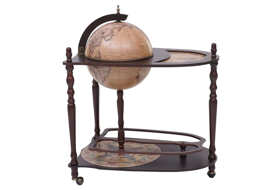 Vintage Globe Drinks Bar Cabinet on Trolley 16th Century Replica With ...