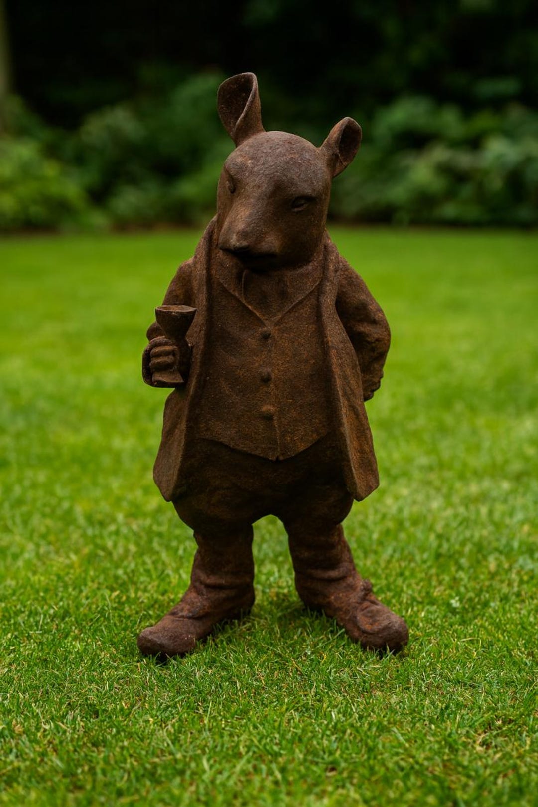 Rustic Mr. Ratty Garden Sculpture – Charming Cold-cast Iron Character ...