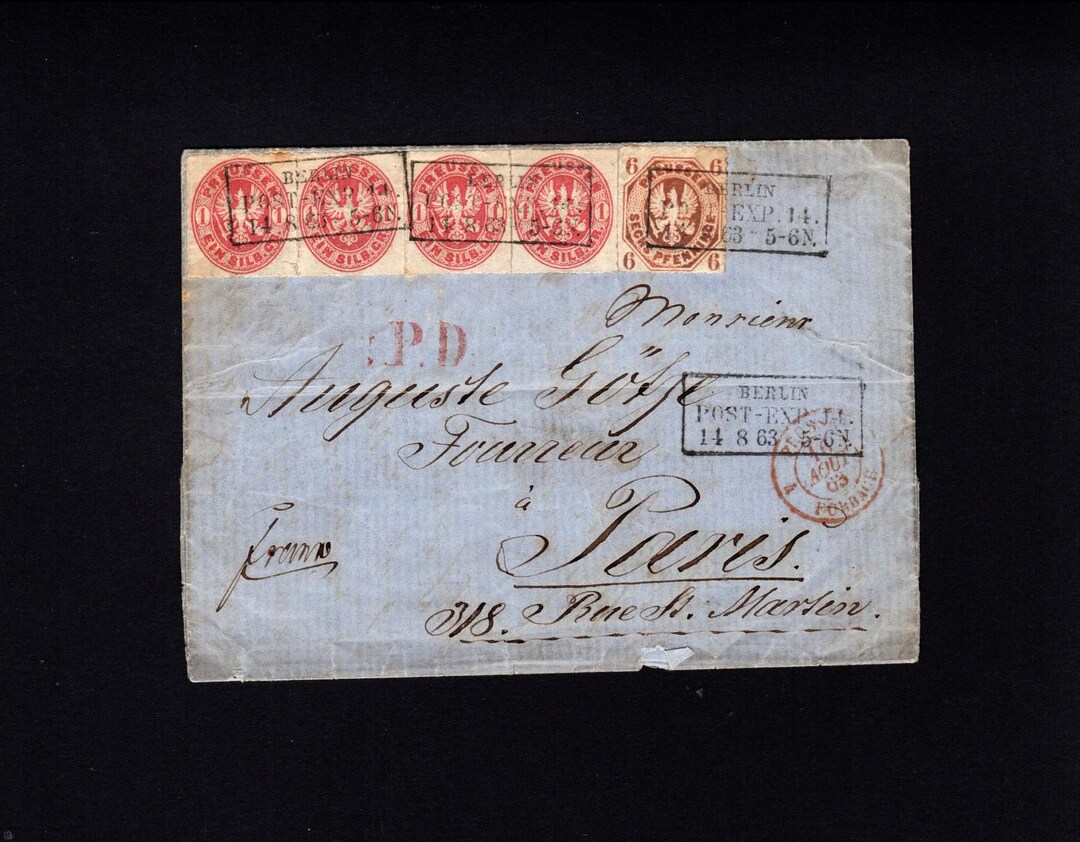 Rare 1863 Prussian Envelope to Paris: Historical German Postage Stamps ...