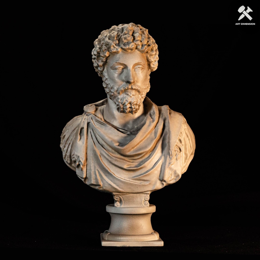 Bust of Marcus Aurelius. Roman Emperor and Philosopher. Hand-painted 3D ...