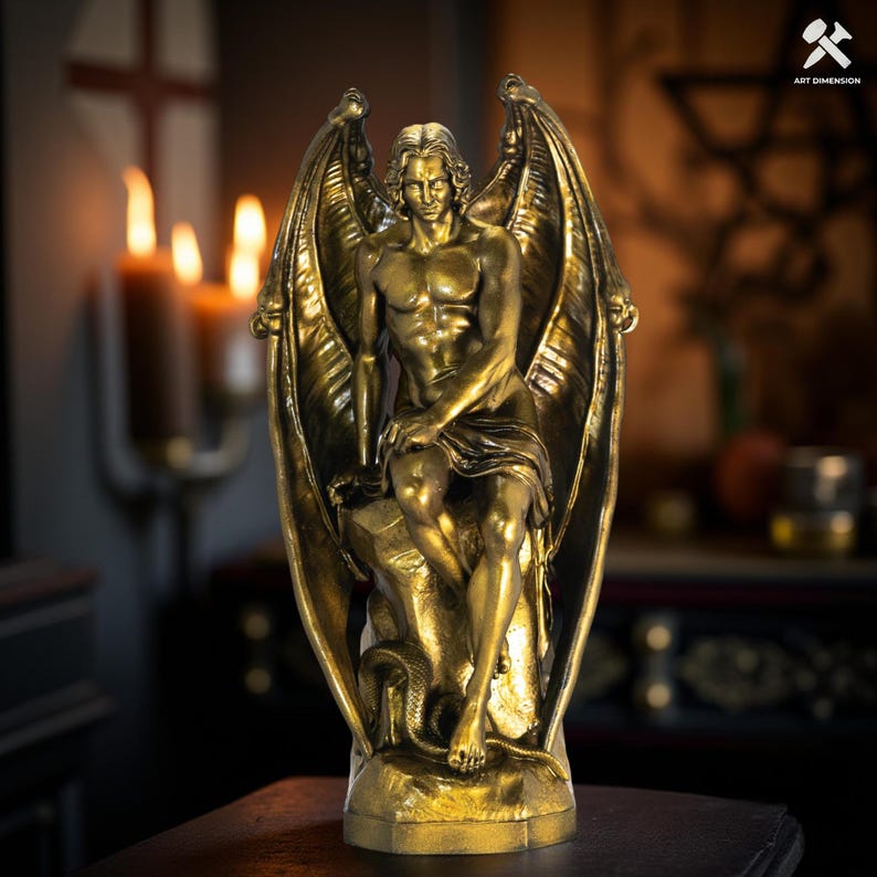 Angel Del Mal. Escultura De Arte Pintado a Mano. Lucifer De Joseph ...