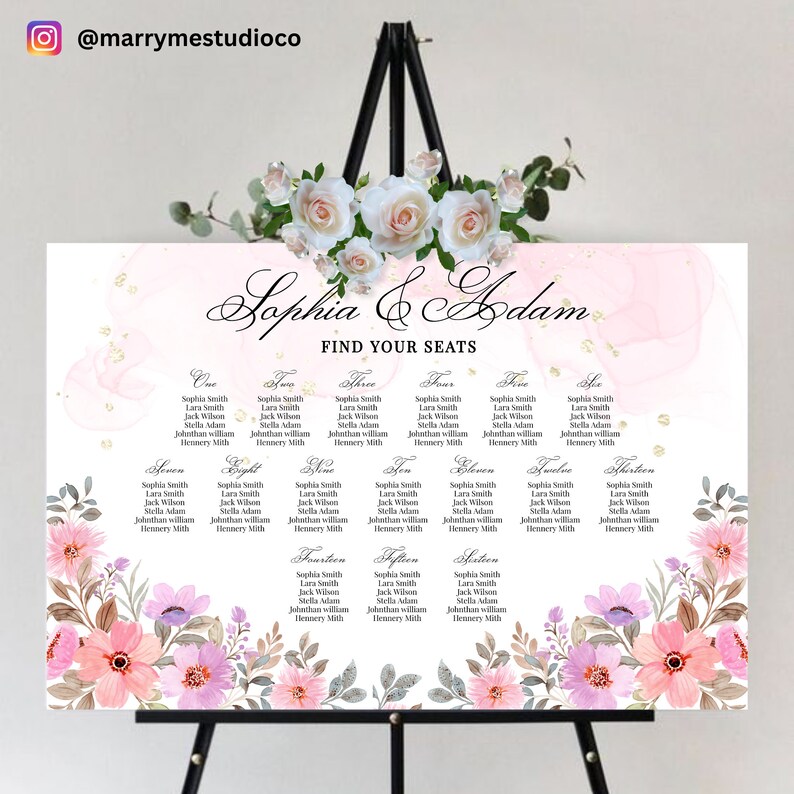 Minimalist Wedding Seating Chart Template Editable Digital Seating ...