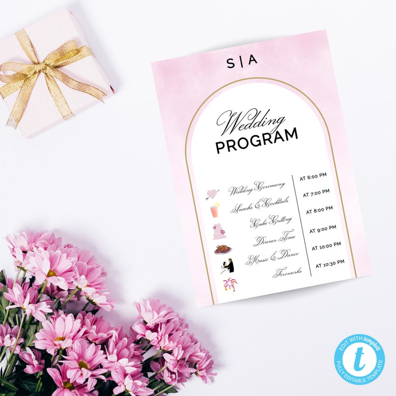 Classic Wedding Program Template Editable Digital Wedding Program ...