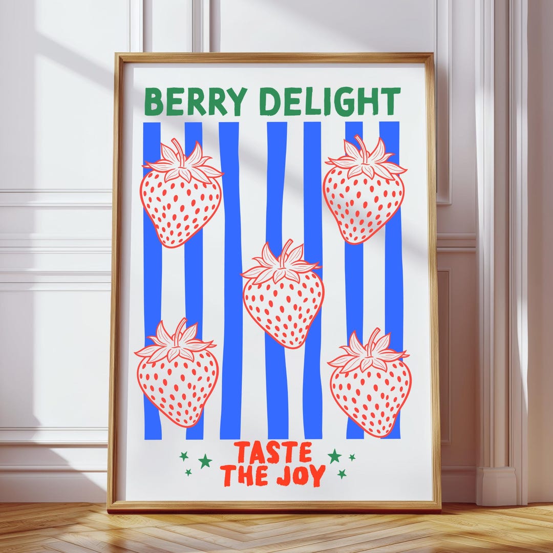 Strawberry Poster – Berry Delight Wall Art, Kitchen Decor, Fruit Print ...
