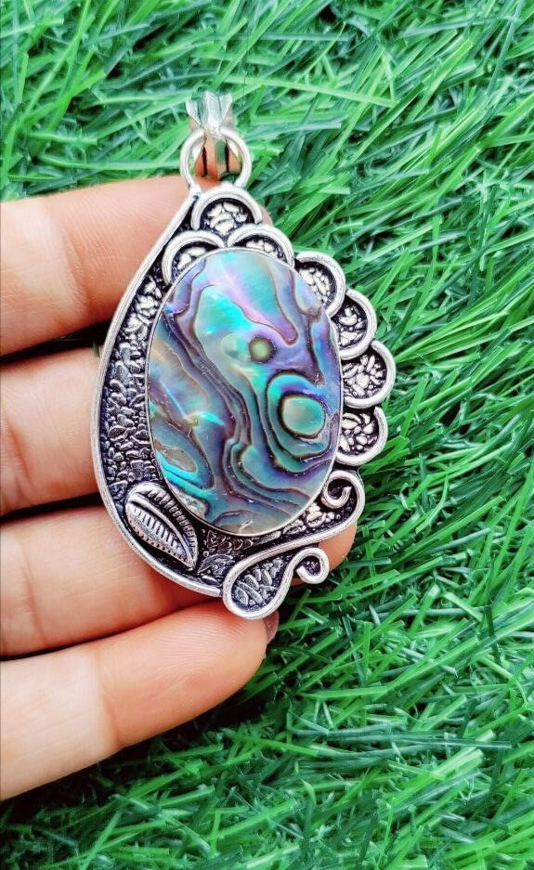 925 Sterling Silver Pendant, Abalone Shell Pendant 925 Sterling Silver ...