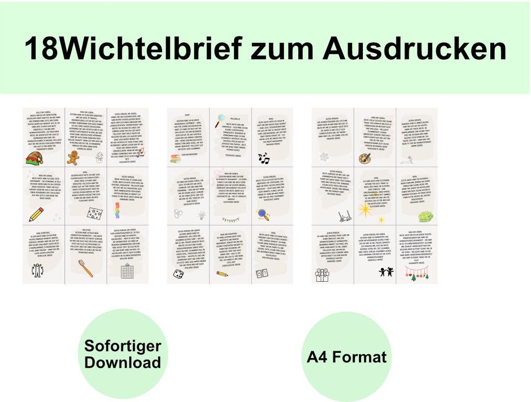 18 Secret Santa Letters + Envelopes for Printing, PDF File DIN A4 - Etsy