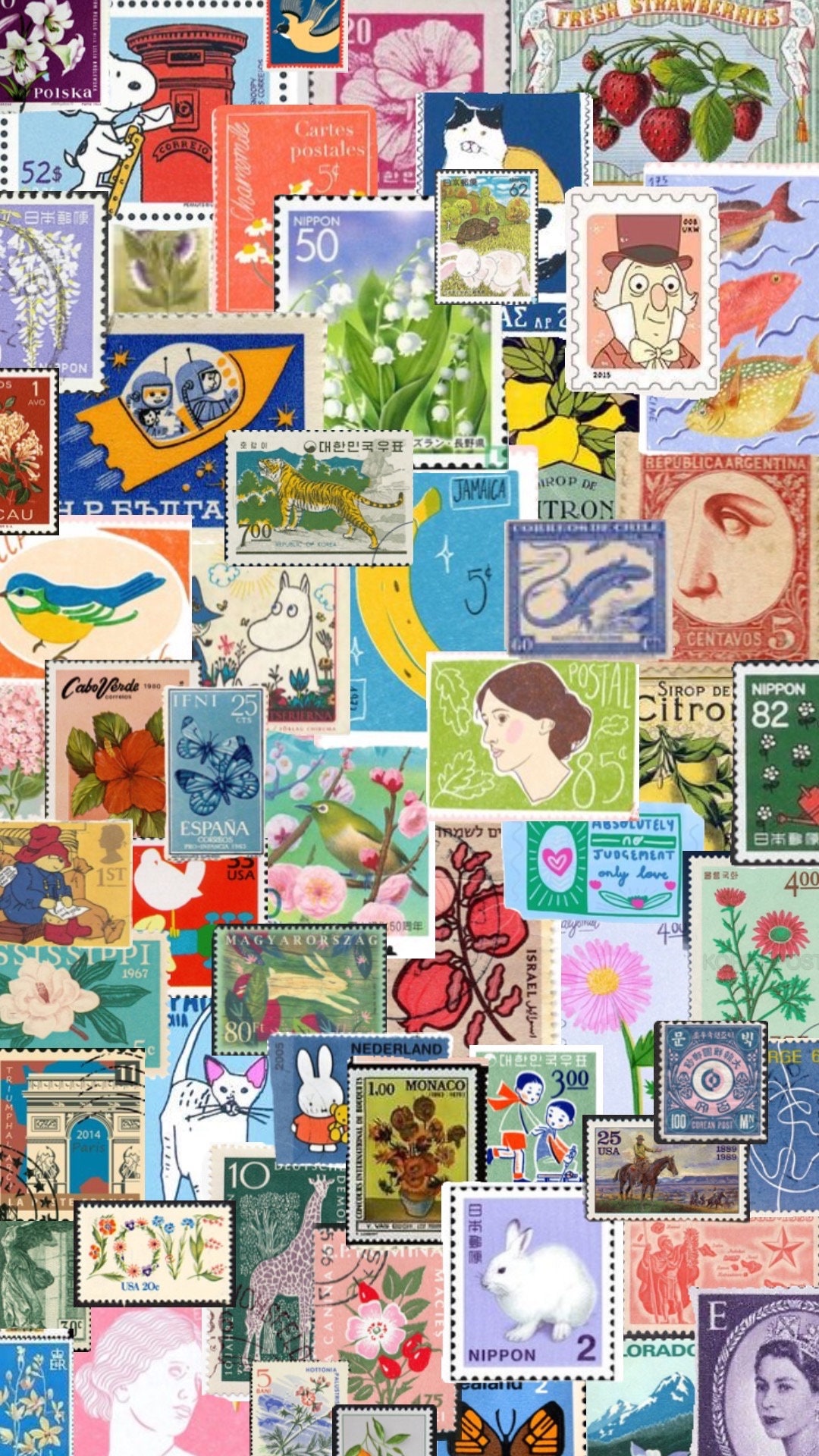 Colorful Stamp Collage - Etsy