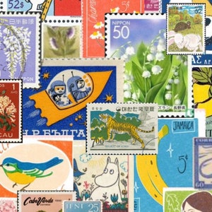 Colorful Stamp Collage - Etsy