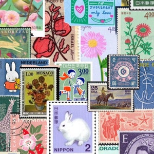 Colorful Stamp Collage - Etsy