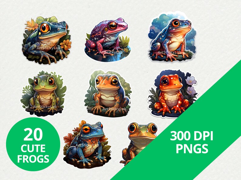 Baby Frog Clipart Bundle - PNG, Kawaii Animals, Highest Quality ...