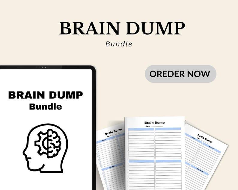 Brain Dump Template BUNDLE Printable, to Do List Editable, ADHD Daily ...