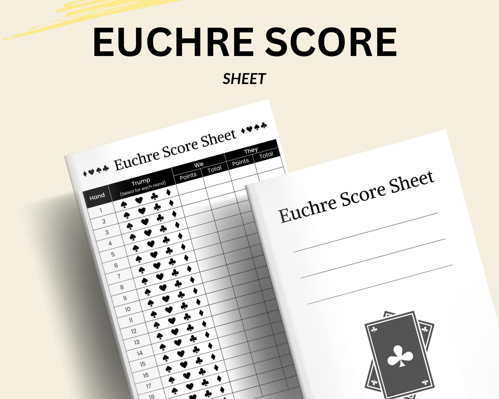Euchre Score Sheet Template, Printable Euchre Score Sheet, Euchre Card ...