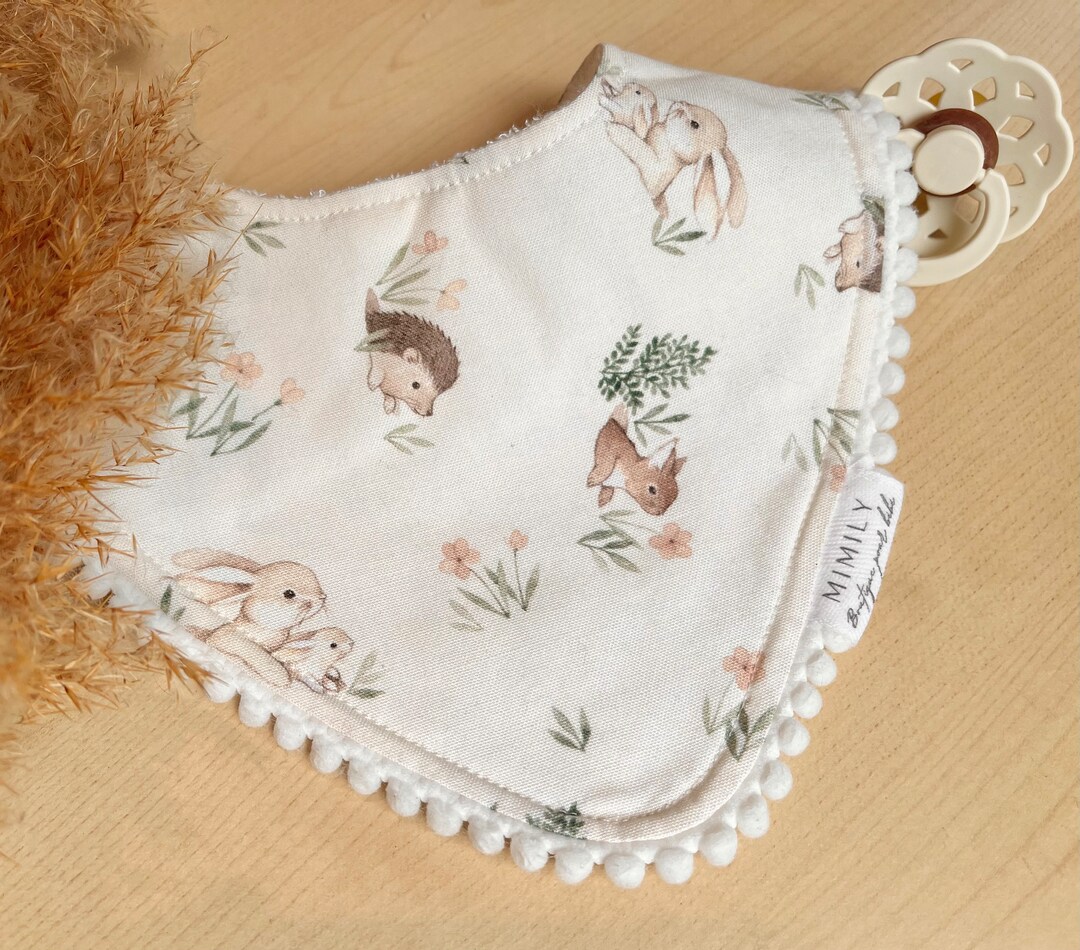 Baby Bib/adjustable Three Snap Baby Bib/rabbit Bib/baby Bandana/cotton ...
