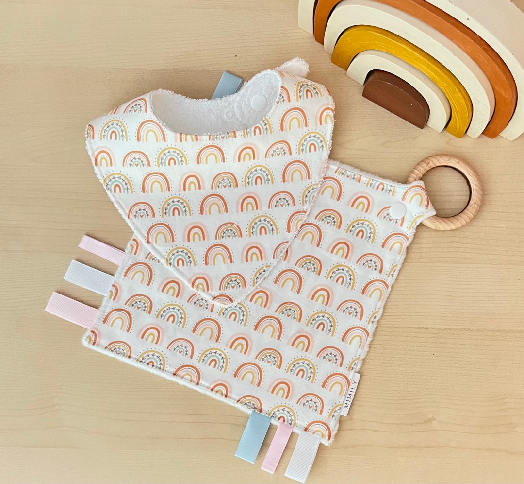 Adjustable Three Snap Baby Bib: Rainbow Cotton Bib With Terrycloth ...