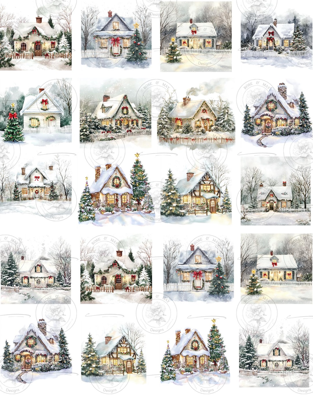 Winter Wonderland Cottages | Decoupage Paper, Rice Paper for Decoupage ...